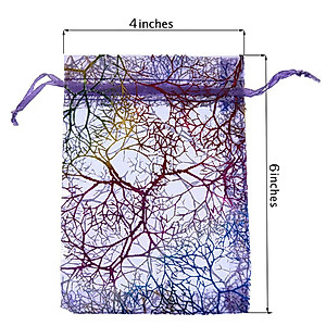 Stratalife 100PCS Organza Jewelry Gift Bag 4x6 Inches Purple Blue Pink with Drawstring Favor Pouches Bags for Wedding Party Baby Shower Seashell Sample Candy Small Bags(Mixed Coralline)