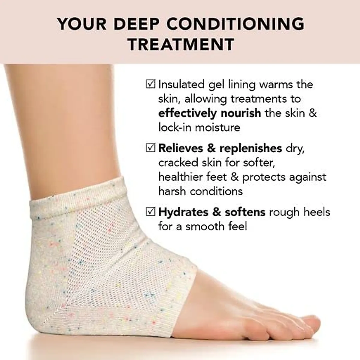Kitsch Moisturizing Spa Socks - Gel Socks for Cracked Heel Repair | Heel Socks for Dry Cracked Feet | Dry Feet Treatment for Women | Cracked Feet Treatment | Toeless Socks for Women | Foot Care