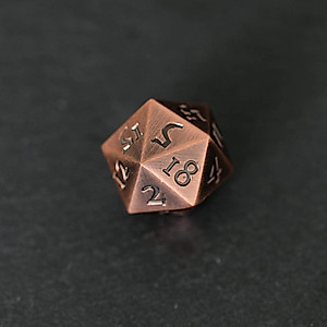 KakapopoTCG Extra Large Solid Metal Antique Bronze Copper D20 Dice 20 face Extra Heavy DND Standard Dice DnD5e TTRPG Tabletop RPG Bronze D20 Dice