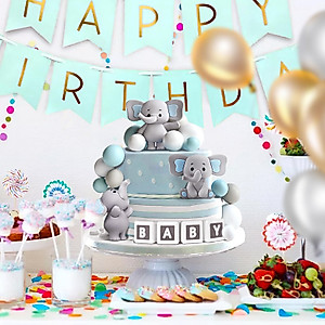 28 Pcs Elephant Cake Toppers Balls Cake Decorations DIY Cake Topper for Boy Girl Baby Shower Birthday Party Decorations (Blue)