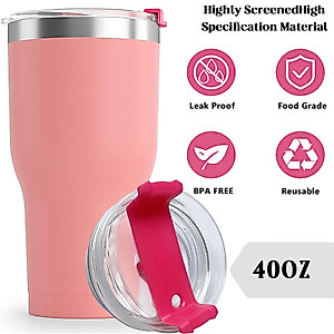 2 Pack 40 OZ Tumbler Lid Compatible for Stanley Quencher, Spill Proof Splash Resistant Stainless Steel Tumbler Covers Fit for Stanley and More Coffee Mugs (Rose, 40oz-1.0)