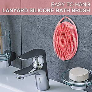 Upgrade 2 in 1 Bath and Shampoo Body Brush, Silicone Exfoliating Body Scrubber for Use in Shower, Premium Silicone Loofah, Head Scrubber, Scalp Massager, Easy to Clean (1PC Pink)