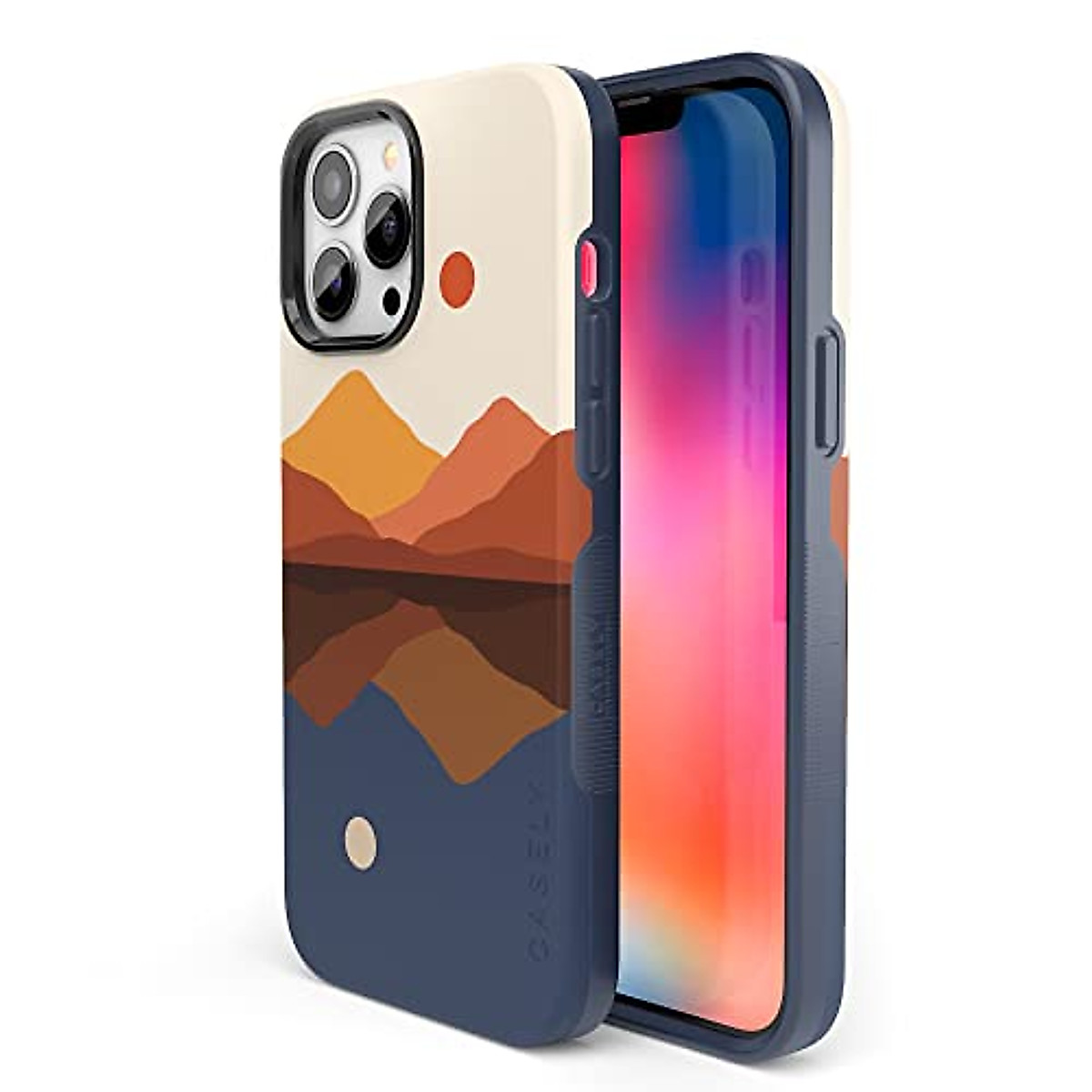 Casely iPhone 14 Pro Max Case | Opposites Attract | Day & Night Colorblock Mountain Case | Compatible with MagSafe