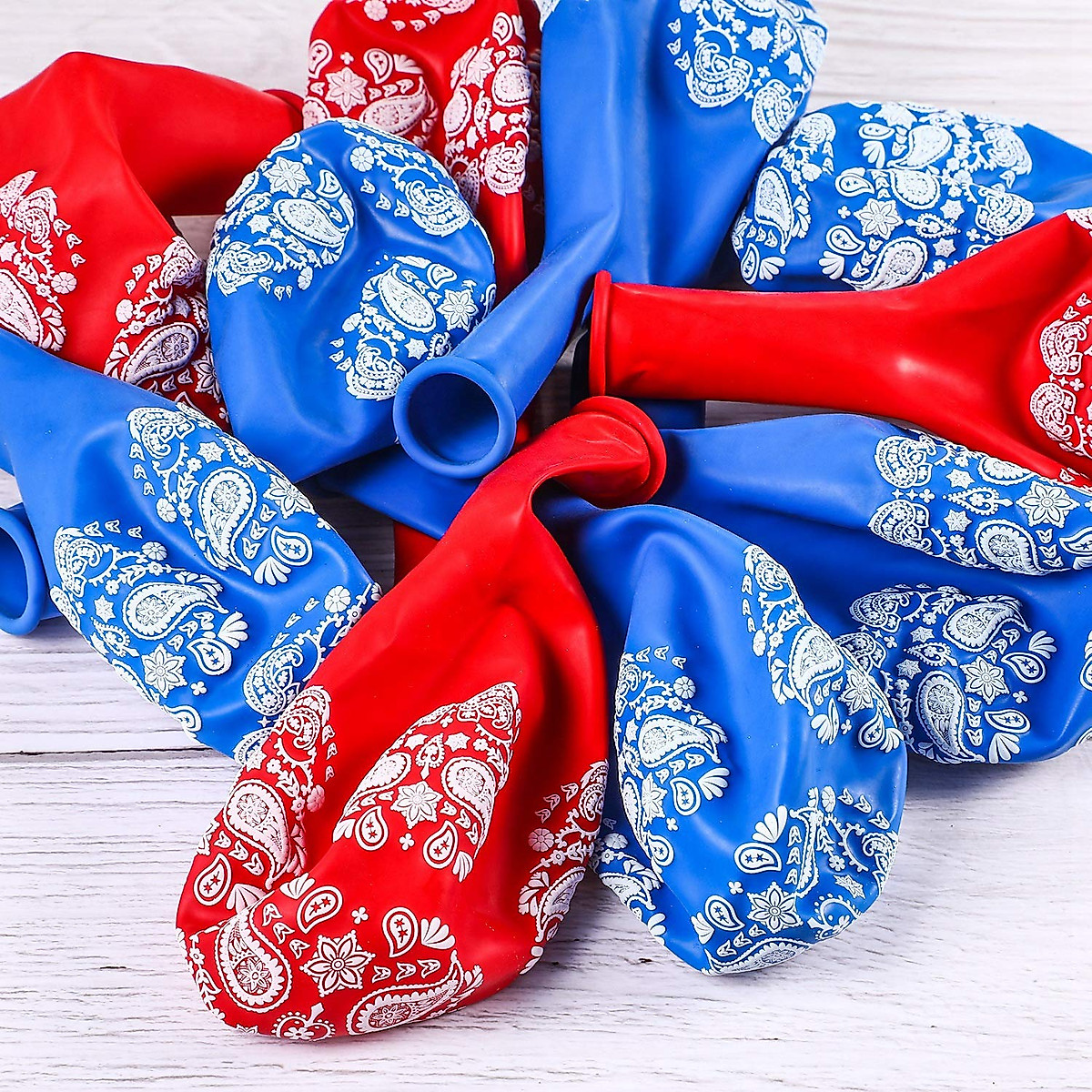 40 Pieces Western Cowboy Bandana Balloons Cowboy Balloons Large 12 Inch Latex Bandana Balloon Blue Red for Western Cowboy Birthday Wedding Baby Shower Party Decorations