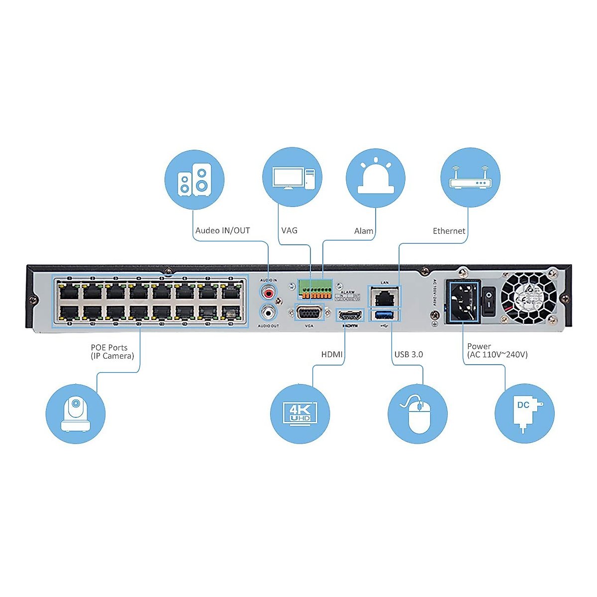 HIKVISION 16-Channel PoE 4K Network Video Recorder NVR, Embedded Plug & Play DS-7616NI-I2/16P（2021 New Version）