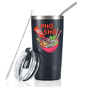 Onebttl Pho Gifts for Men Women, Pho Lovers, Vietnamese, Coworkers - Pho Sho - Stainless Steel 20Oz Tumbler, Black