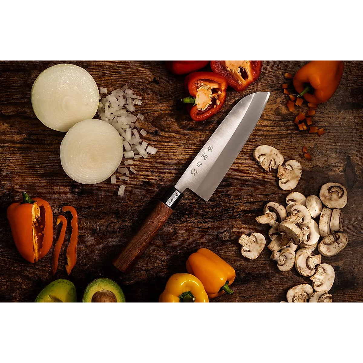 Traditional Japanese Professional Santoku Kitchen Chef Knife – Premium 7-inch High Carbon Stainless Steel Ultra Sharp Knife with High Corrosive Resistance in a Double Bevel Edge, Best Home Kitchen