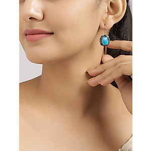 YoTreasure 13.39 Cts. Larimar London Blue Topaz Solid .925 Sterling Silver Dangle Earrings