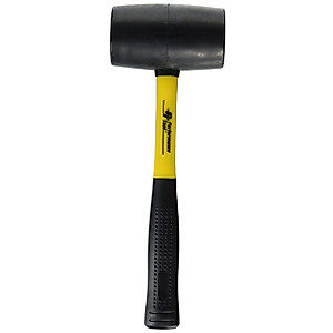 Performance Tool M7132 Double-Faced Solid Rubber Head Hammer with Fiberglass Handle and Anti-Shock Grip - Great for Home and Shop Use