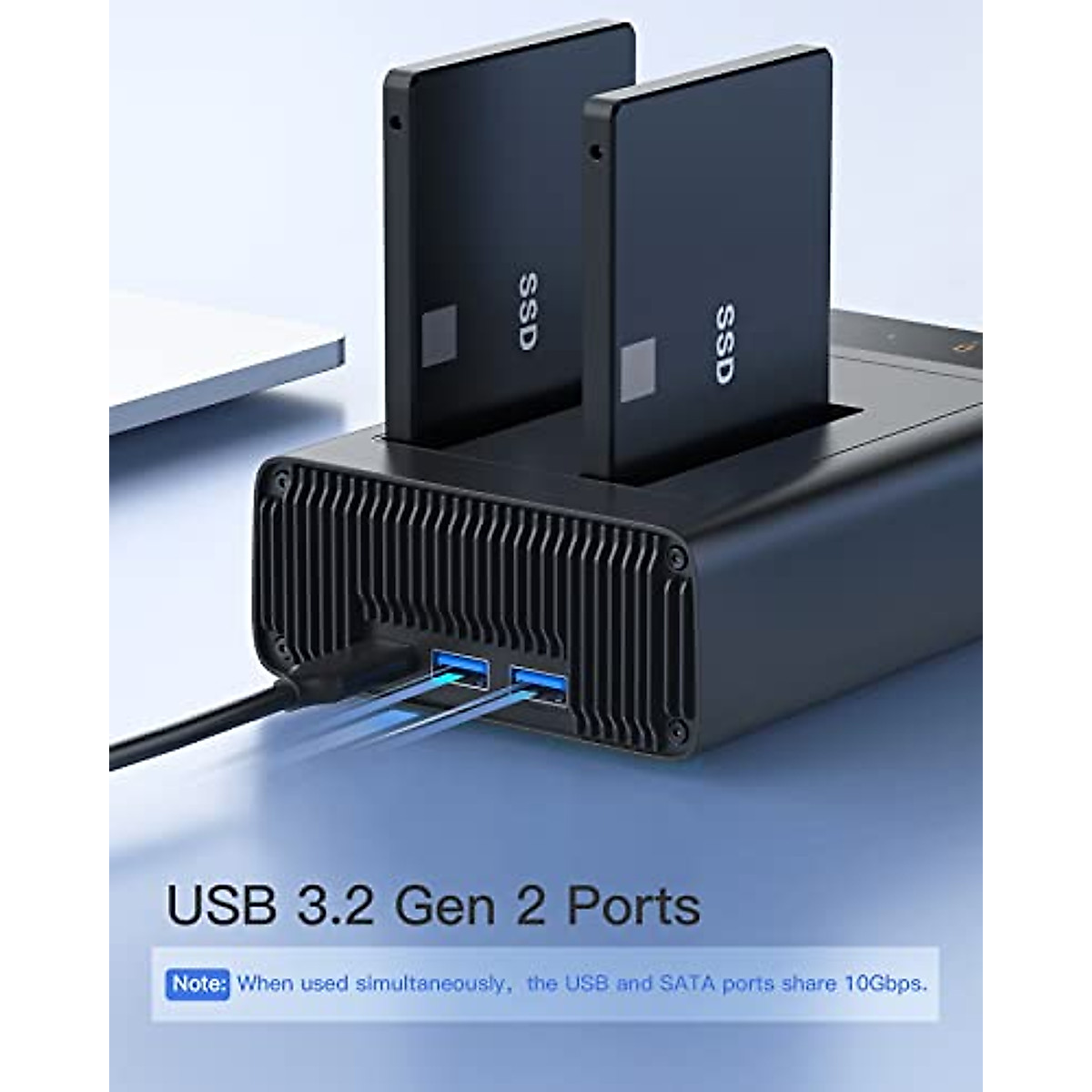 Inateck USB 3.2 Gen 2 Hard Drive Docking Station, ONLY for 2.5" SATA SSD/HDD, with Software Clone Function