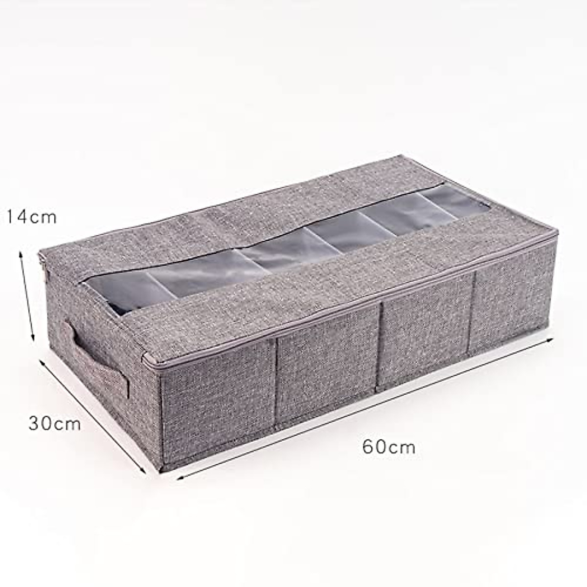 XINXA.XYZ Under Bed Storage Box Set of 2 Bedside Storage Box with Handle and Zipper for 12 Pairs of Shoes, Foldable Under-bed Multipurpose Storage Box (Grey)
