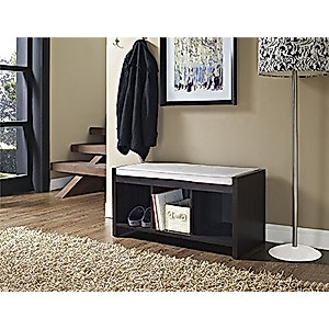 Ameriwood Home Penelope Entryway Storage Bench with Cushion, Espresso 17.68 in. high x 35.91 in. wide x 15.75 in. deep