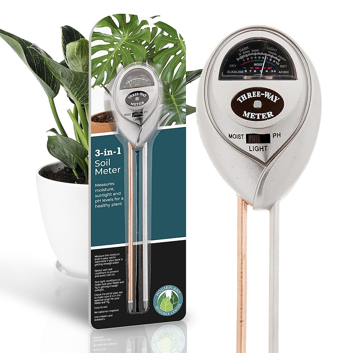 HOUSEPLANT RESOURCE CENTER Soil Meter - 3 in 1 pH, Moisture, Light ...