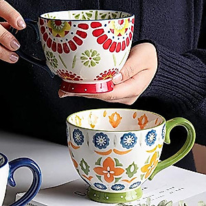 DeeCoo Set of 4 , 15 Ounce Ceramic Coffee Mugs Restaurant Coffee Mug, Large-sized Black Coffee Mugs Set Perfect for Coffee, latte, Cappuccino, Tea, Cocoa, Cereal, Hot Chocolate