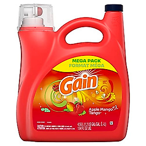 Gain + Aroma Boost Liquid Laundry Detergent, Apple Mango Tango Scent, 107 Loads, 154 fl oz, HE Compatible