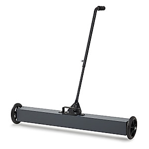 36'' Heavy Duty Magnetic Sweeper with Wheels, 50 Lbs Capacity Rolling Magnetic Floor Sweeper with Release Handle