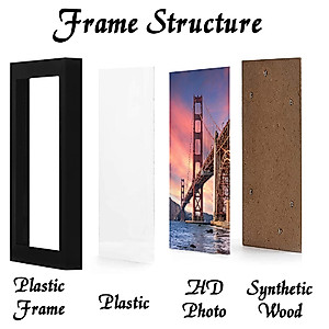 ijuerybai 6 Sets 11x14 Picture Frame, Frames for 11 x 14 Canvas Collage Photo Poster Certificate Wall Gallery, High Transparent Horizontal Vertical Black 11 by 14 Inches