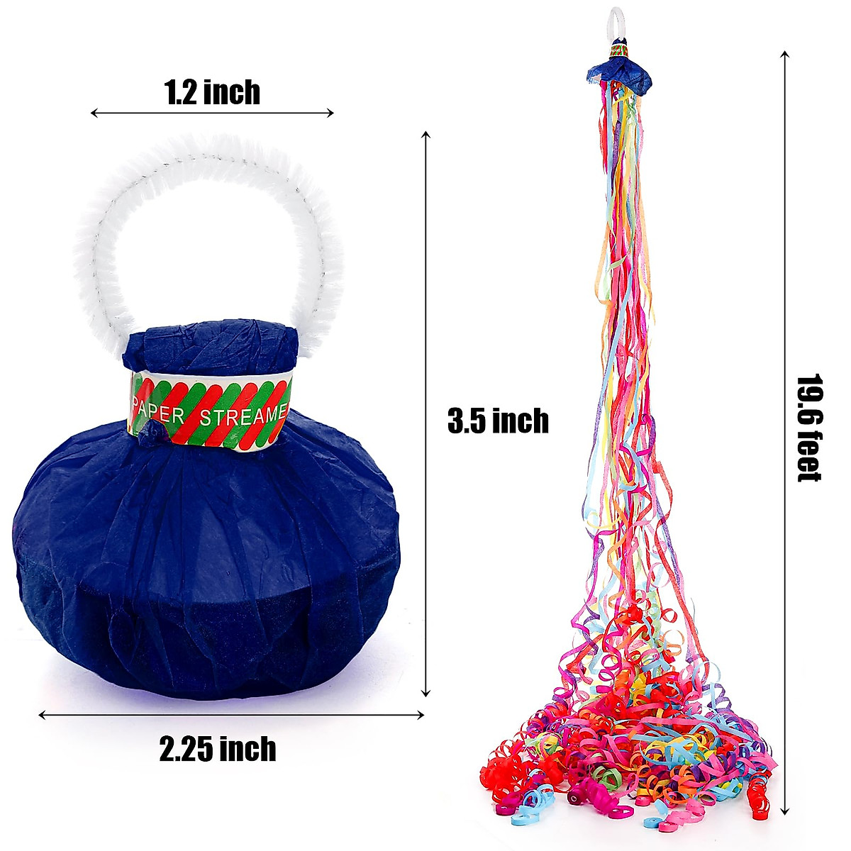 Lawei 30 Pack Throw Streamers, Colorful Hand Throw Confetti Poppers, No Mess Paper Crackers, Romantic Confetti Streamer for Wedding, Birthday, Party, Graduation, Celebrations, Party Favors