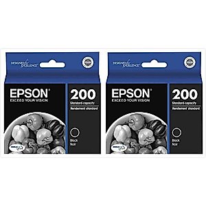 Epson Genuine 200 (T200120) DURABrite Ultra Black Ink Cartridge 2-Pack
