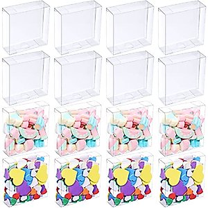 50 Pcs Clear Favor Boxes Gift Boxes Transparent Plastic Individual Macaron Boxes 4 x 4 x 1.2 Inch Clear Treats Candy Boxes for Packaging Dessert Containers Wedding Party Supplies