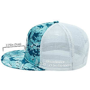 BASSDASH Flat Brim Trucker Cap Adjustable Snapback Hat Mesh Back for Men Women