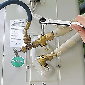 WADEO Ratchet Wrench Ratcheting Service Wrench 3/8” to 1/4” with Hex Bit Adapter for Air Conditioning, Refrigeration Equipment, Equipment Repair