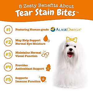Zesty Paws Tear Stain Support Soft Chews for Dogs - for Eye Moisture + Vision & Immune Support - Functional Supplements with Fish Oil, Lutein, Cranberry & Vitamin C - Chicken Flavor - 90 ct