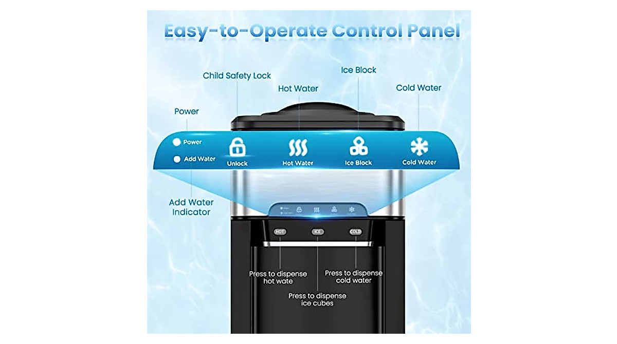 Water Dispenser with Ice Maker - Hot, Cold & Ice 3-in-1 Cooler