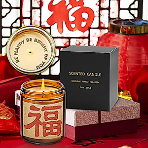 Gifts for Chinese Culture Lovers, Candle Gifts with Chinese Blessing Words, Friendship Jar Candle Gifts for Chinese Festival, Thank You Gifts for Friends, Funny Inspirational Gifts for Birthday