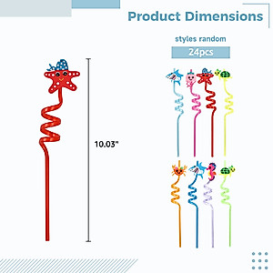 24 Under the Sea Party Favors Sea Animal Drinking Straws Party Birthday Supplies Gifts for Kids Sea Creature Ocean Mermaid Theme Party Supplies for Goodie Bags 6 Styles, 8 Colors