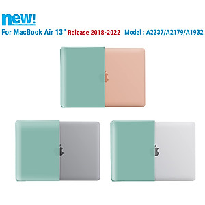 IBENZER Compatible with New MacBook Air 13 inch case 2022 2021 2020 M1 A2337 A2179 A1932, Hard Shell Case&Keyboard Cover&Screen Film for Mac Air 13 with Touch ID (2018-2022), Green, AT13GN+2