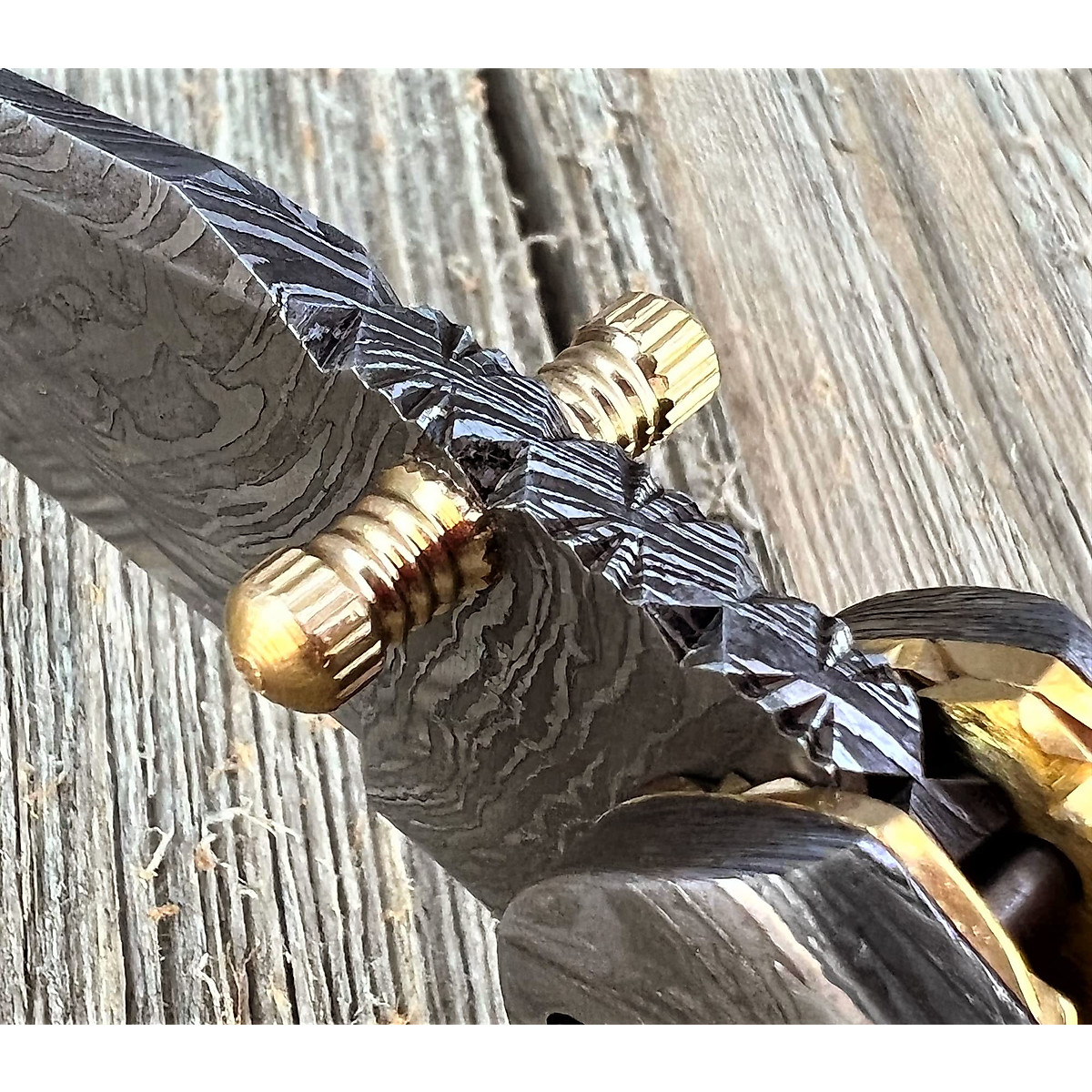 WINTERFELL Damascus Steel Hunting Pocket Knife with Burnt Camel Bone Handle and Leather Sheath - 7.5" Custom Gift Knife for Men - Unique Anniversary, Birthday gifts for Husband, Dad, Boyfriend