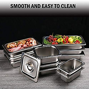 2 1/2" Deep Steam Table Pan Full Size, 8.3 Quart Stainless Steel Anti-Jam Standard Weight Hotel GN Food Pans - NSF (20.87"L x 12.8"W)