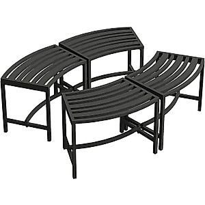 Mingyall Heavy Duty Curved Fire Pit Bench Set of 4, Metal Outside Bench, Outdoor Fire Pit Seating, Steel Backless Fire Pit Bench for Garden, Patio, Porch, Backyard, Plant Stand