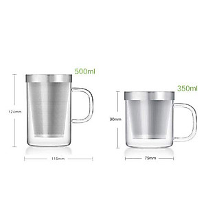 SAMADOYO High Grade Glass Tea Cup Home or Office Teacup W/t 304# Stainless Steel Infuser & Lid Borosilicate Glass SAMA S049A S050A (S050A-500ML)