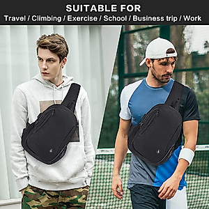 OIWAS Sling Bag For Men Fit 12.9 Inch Tablet Lightweight One Strap Backpack Black Business Crossbody Bag Travel Hiking Shoulder Bag Waterproof Cycling Chest Bag