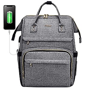 LOVEVOOK Laptop Backpack for Women Fashion Travel Backpack Business Computer Purse Work Bag with USB Port, Grey