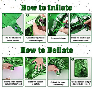 40 Inch Dark Green 5 Number Balloons, Large Foil Self Inflating 5th Birthday Number Balloon, 0-9 Set Number Ballons for Girls Men 25th 35th Birtyday Party Anniversary Jungle Decorations Supplies