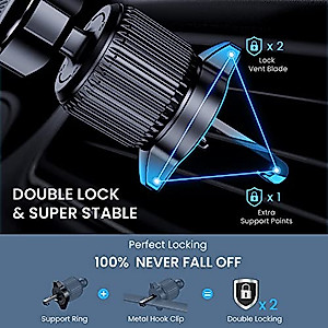 Phone Mount for Car Phone Holder [Thick Cases Friendly] Cell Phone Holder Hands Free Phone Stand for Car Vent Phone Mount Fit iPhone Android Smartphone Cell Phone Automobile Cradles Universal