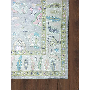 Modern Oushak Rug, Vintage Turkish Lavender Oriental Antique Inspired Washable Area Rugs, Luxury Living & Dining Room Lounge Bedroom Nursery 7'5 x 9'9