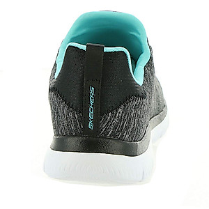 Skechers Women's Summits-Quick Getaway Sneaker, Black/Light Blue, 7.5 Wide
