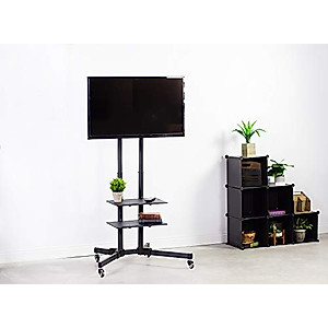 VIVO Mobile TV Cart for 32 to 83 inch Screens up to 110 lbs, LCD LED OLED 4K Smart Flat, Curved Panels, Rolling Stand, Dual Laptop Shelves, Locking Wheels, Max VESA 600x400, Black, STAND-TV01B