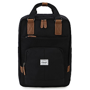 RAVUO Laptop Backpack Men Women, Water Resistant Vintage 15.6 inch School Back Pack College Bookbag Casual Daypack Travel Rucksack Black