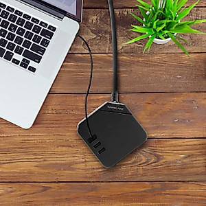 Outdoor Power Strip Surge Protector Weatherproof with 3 widely outlets 6ft Extension Cord,12w 3 USB A,Flat Plug,1875W(15A),Desk Kitchen Bathroom Terrace Suitable,Fire Resistance PC Resin