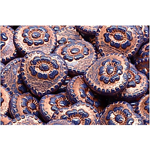 2.1oz (60 g) Mix of Unique Czech Bohemia Glass Pressed Beads, Crazy Purple Green Copper, Table Cut, Matte and Glossy, Faceted Fire Polish, Hand Made Set Kit BCV