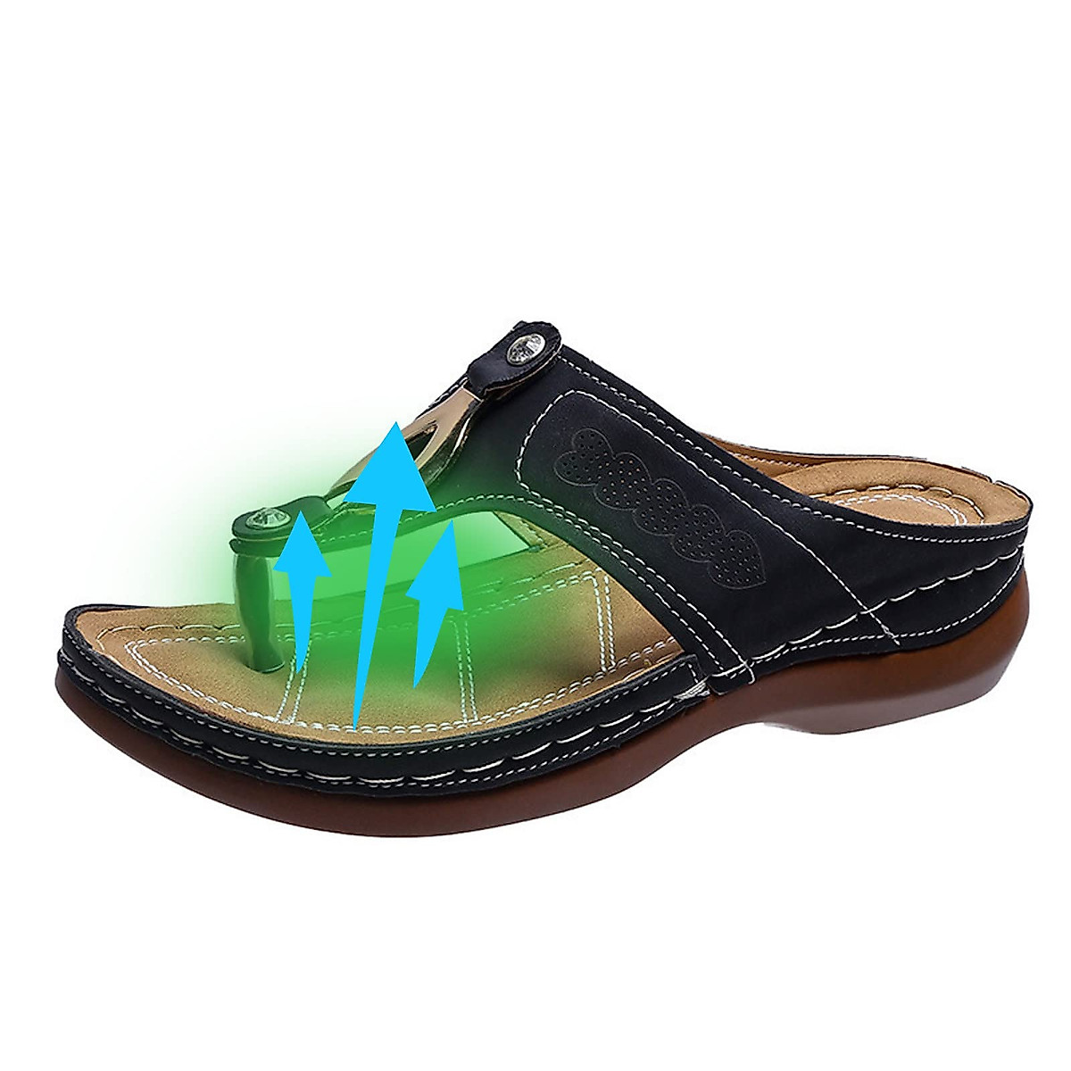 Hot6sl Orthopedic Flip Flops Women Comfortable Shoes Flip Flops Sandals for Women with Arch Support for Comfortable Walk #, Black, 6.5