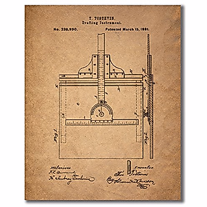Architect Drafting Patent Prints - Set of 6 (8 inches x 10 inches) Drafting Wall Art Decor Photos