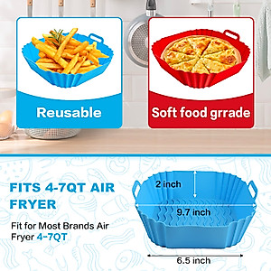 4 Pack Silicone Air Fryer Liners, Reusable Air Fryer Basket Bowl for 4 to 7 QT, Replacement of Flammable Parchment Paper, 8in Square Baking Tray Pots, Easy to Clean for Oven Accessories(4 Colors)