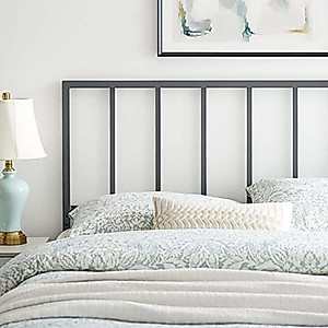 Modway Tatum Modern Farmhouse Metal Queen Headboard in Gray