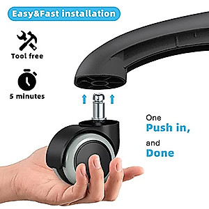 Office Chair Caster Wheels Replacement(Set of 5) for Hardwood Floors and Carpet- Heavy Duty Caster Support up to 1000bls, Office Rubber Chair Wheels,2 inch,Universal Size (Grey)